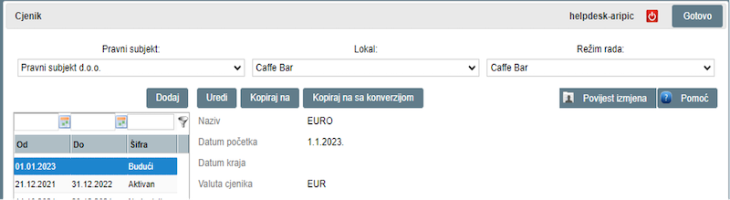 Remaris: Priprema cjenika za cijene u eurima - Monri Payments