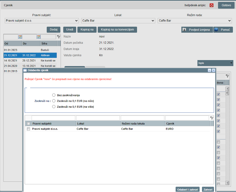 Remaris: Priprema cjenika za cijene u eurima - Monri Payments