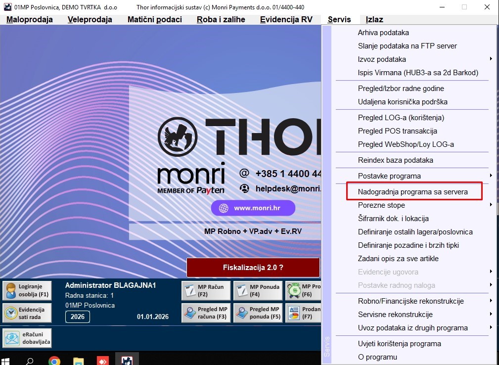 Otvaranje nove godine u sustavu Thor - Monri Payments